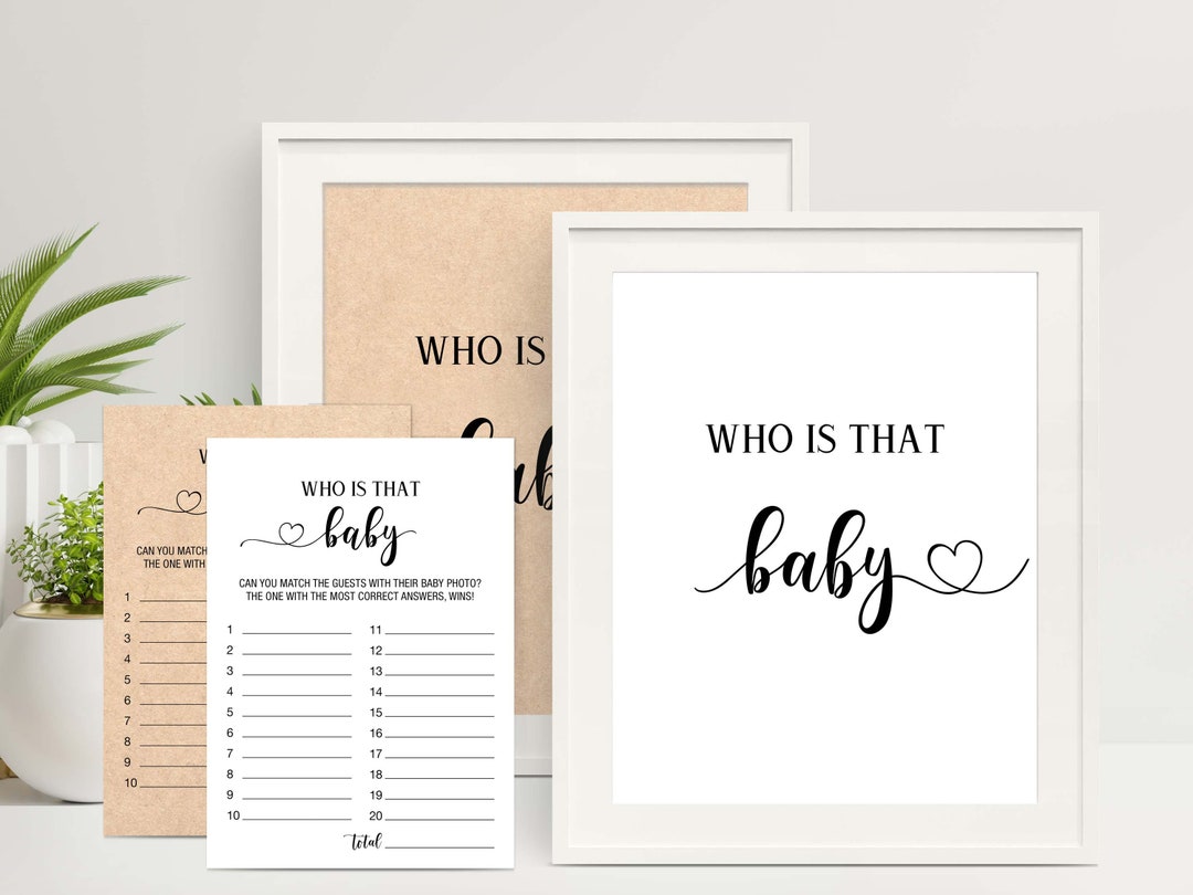 Who is That Baby Game Sign Who's That Baby Baby Shower Printable Baby ...