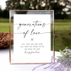 Generations of Love Sign Minimalist Wedding Family Sign Printable All ...