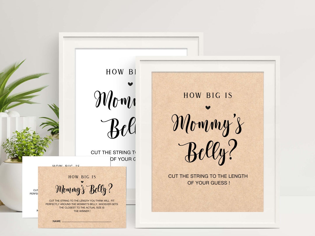 How Big is Mommy's Belly Game Guess Moms Tummy Size Belly Size Rustic ...