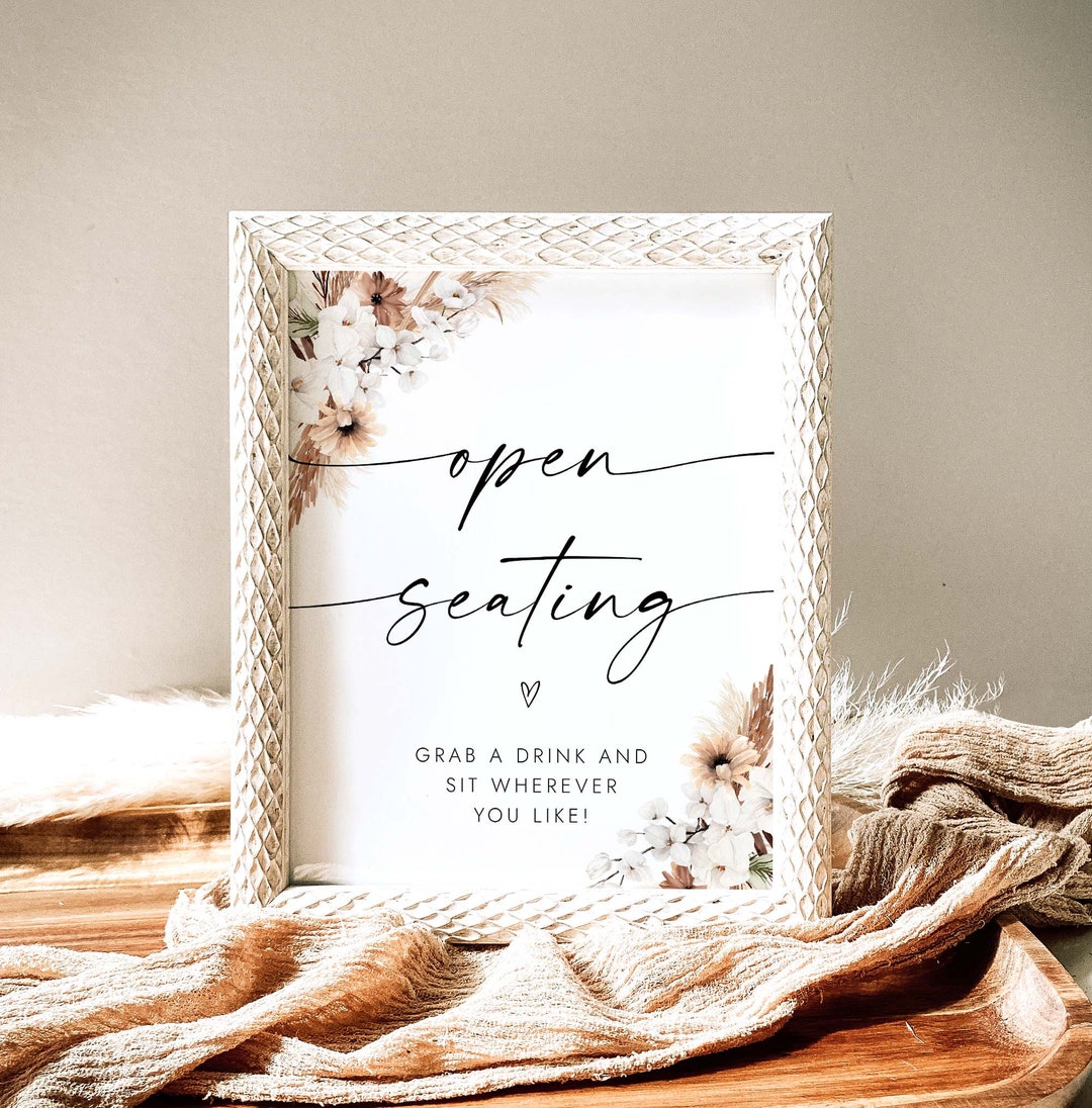 Open Seating Sign Take a Seating Sign Sit Anywhere Boho Wedding Sign No ...