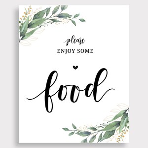 Food Sign Printable, Enjoy Some Food Sign, Greenery Food Table Sign ...