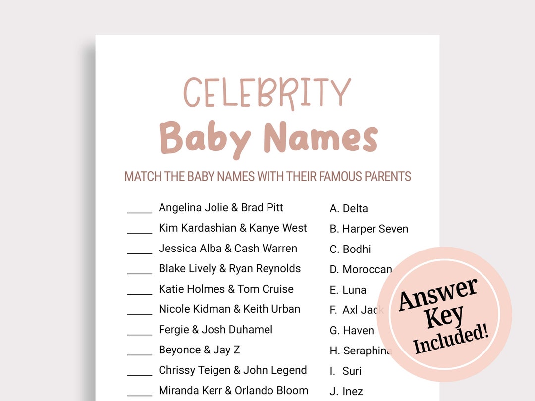 Celebrity Baby Name Game Baby Name Match Game Celebrity Parent Match ...