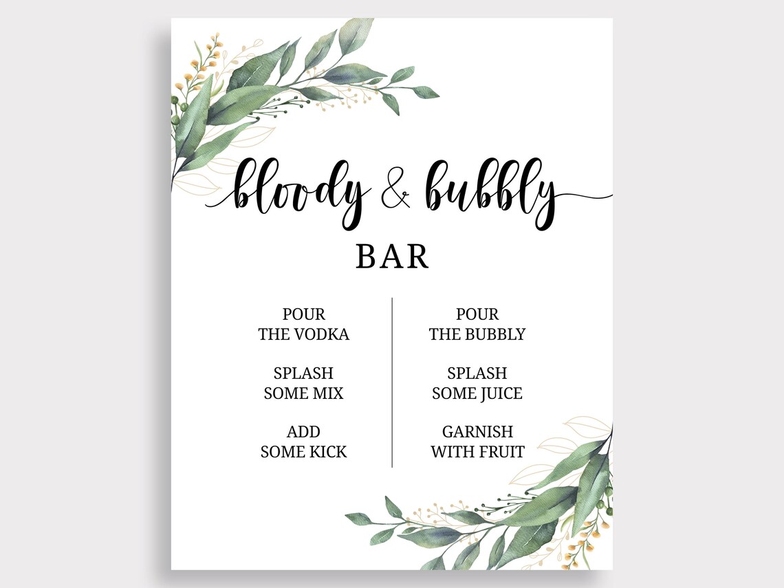Bloody Bubbly Bar Sign Mimosa Bar Sign Bloody Mary Bar - Etsy