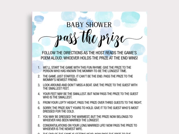 Pass the Prize Game Blue Pass the Prize Baby Shower Game - Etsy