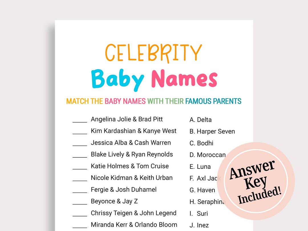 Pink and Blue Baby Shower Games Celebrity Baby Name Game Gender Reveal ...
