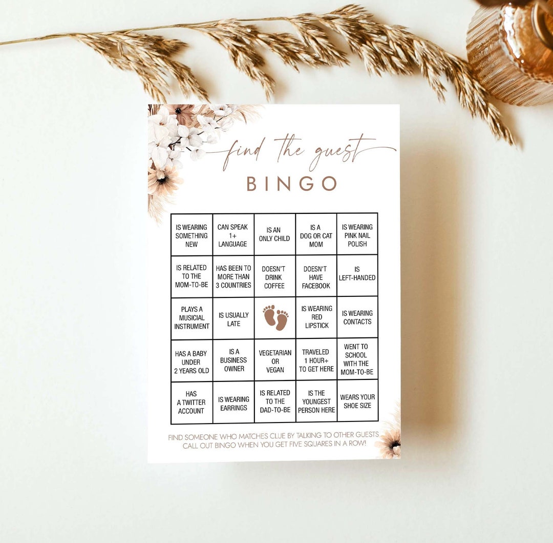 Baby Shower Find the Guest Bingo Game Funny Baby Shower Games Baby ...