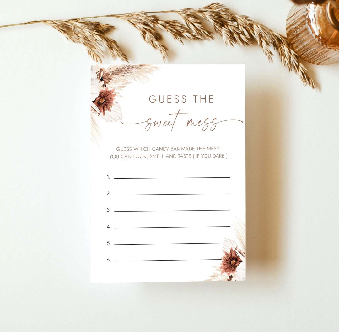 Guess the Sweet Mess Game Dirty Diaper Game Candy Bar Game Boho Baby ...