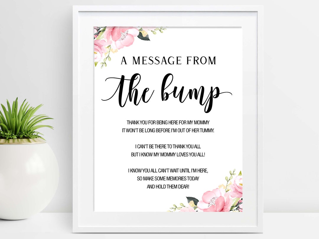 Message From the Bump Sign Floral Message From Baby Pink Baby Shower ...