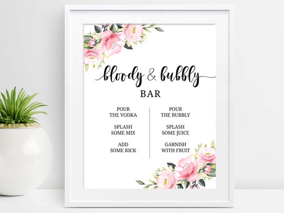 Bloody Bubbly Bar Sign Mimosa Bar Sign Bloody Mary Bar | Etsy