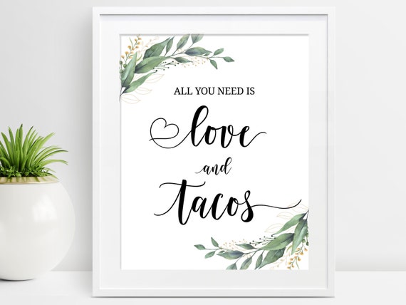 Taco Sign Taco Bar Station Sign Printable Greenery Taco | Etsy