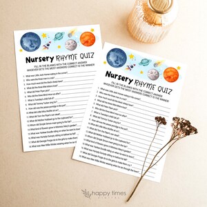Nursery Rhyme Game Nursery Rhyme Quiz Planets Baby Shower Game Outer ...