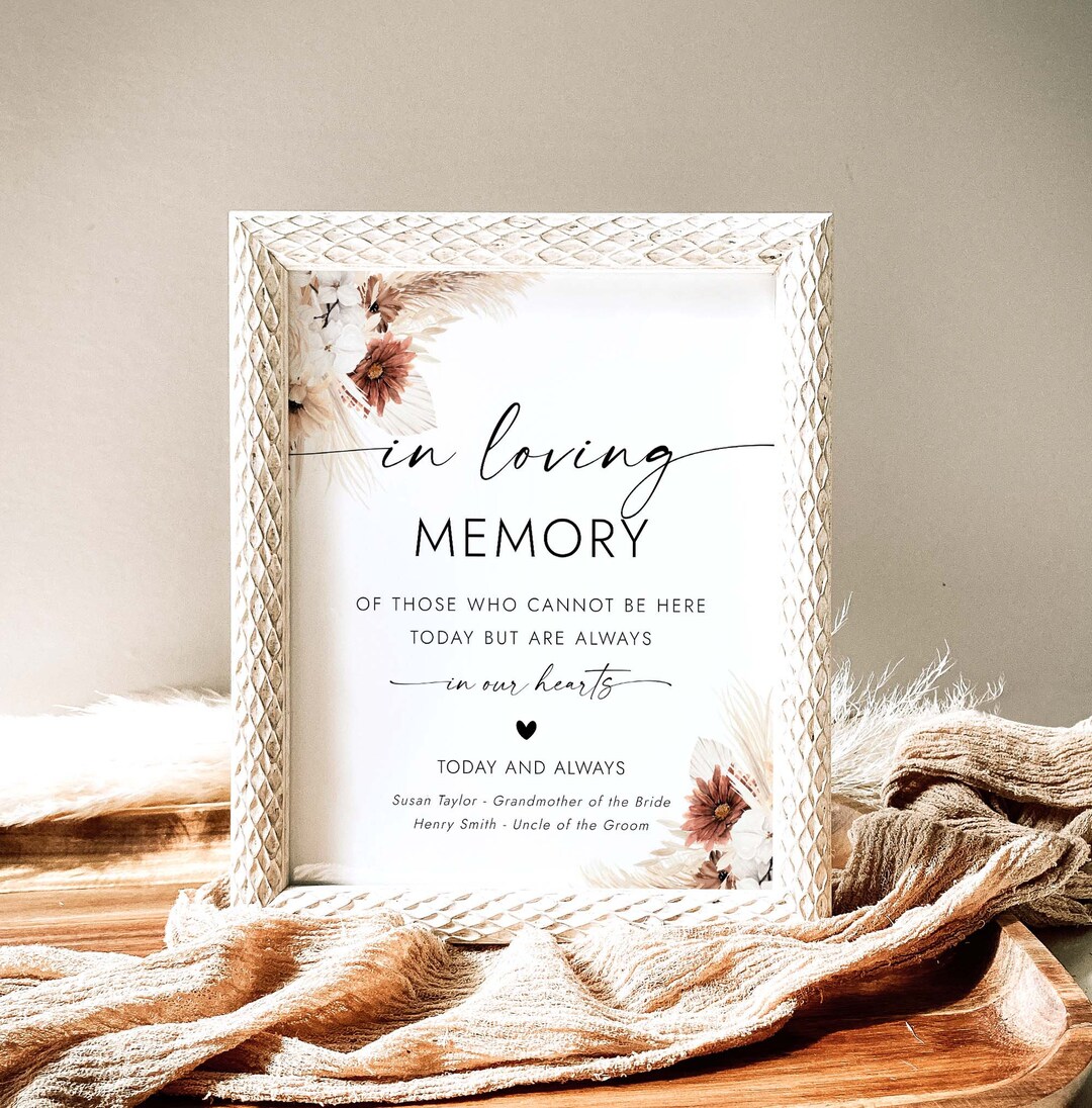 In Loving Memory Sign Wedding Memory Sign Forever in Our Hearts Sign ...