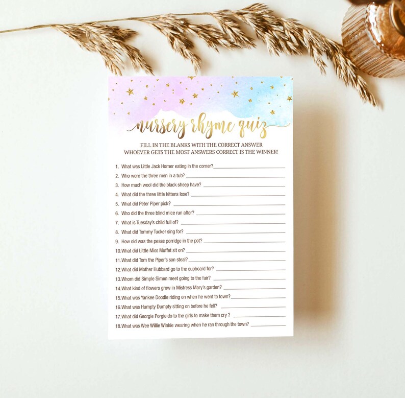 Nursery Rhyme Game Gender Reveal Baby Shower Game Nursery - Etsy