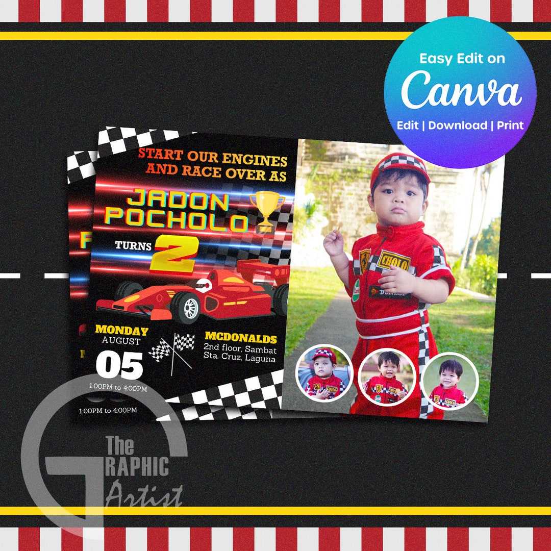 Cars Theme Invitation Printable Template - Etsy