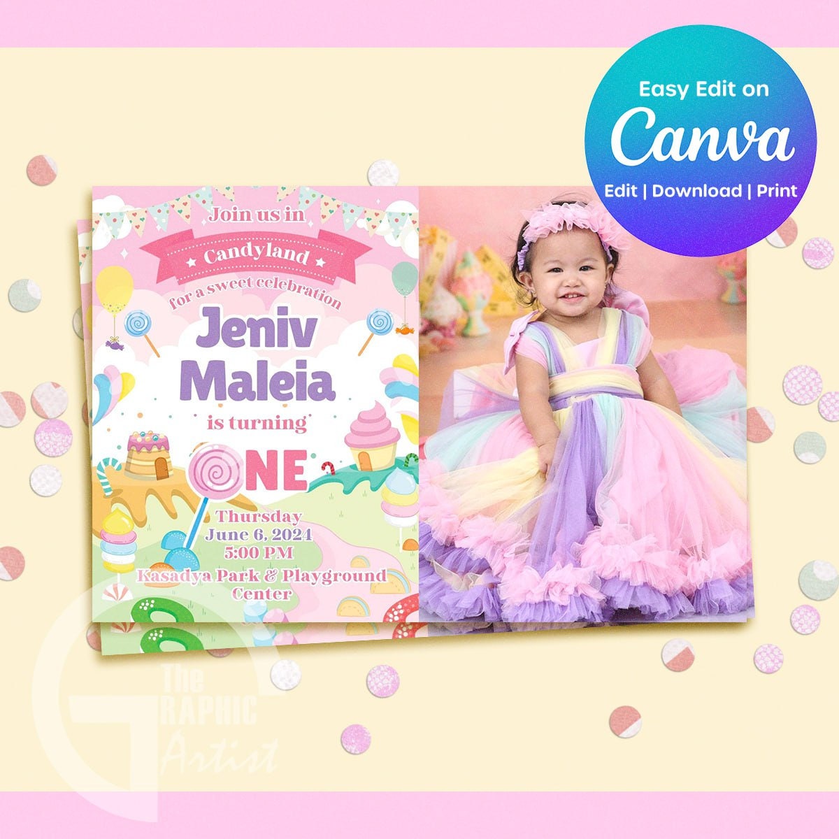 Candyland Theme Birthday Invitation Printable Template - Etsy