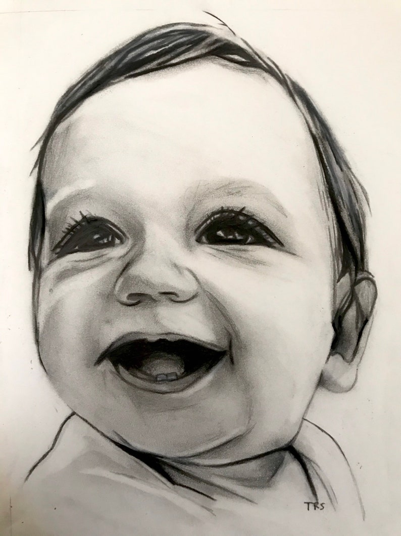 Charcoal Drawing of Baby - Etsy