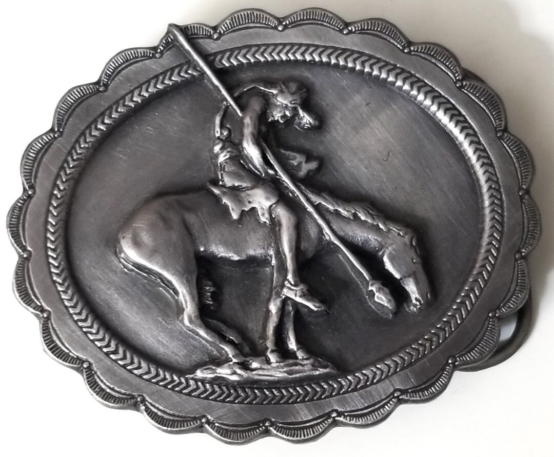 1982 Siskiyou Pewter Belt Buckle Featuring "the Saga of the American Indian" - Etsy