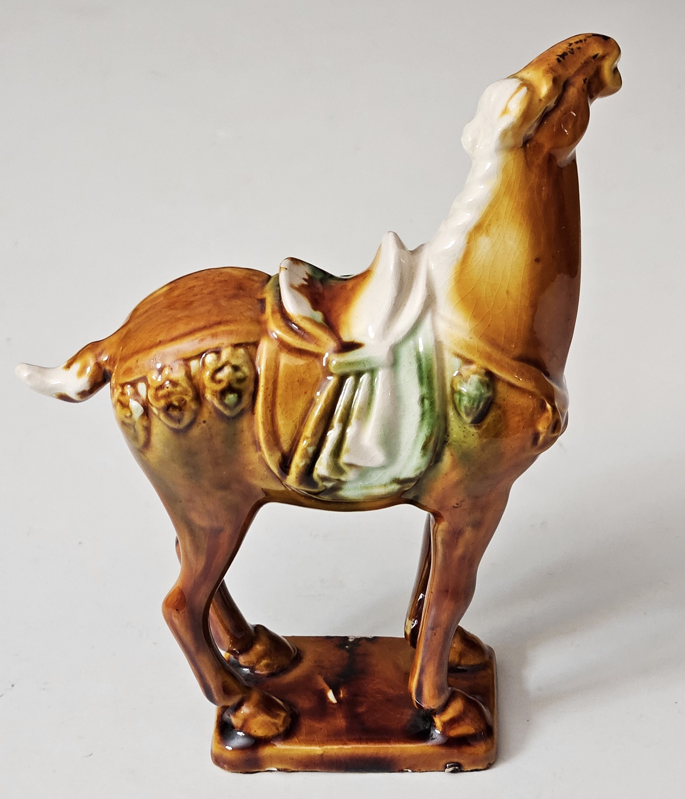 Vintage Tang Dynasty War Horse Figurine: Art Pottery Drip Glaze - Etsy