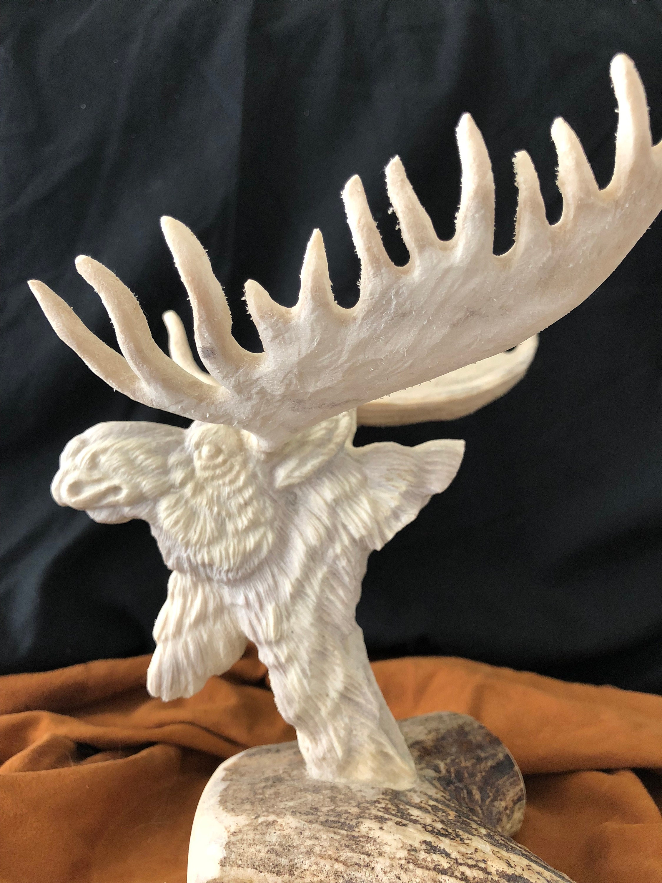 Unique Hand Carved Moose Head Sculpture, Wildlife Art Moose Sculpture ...