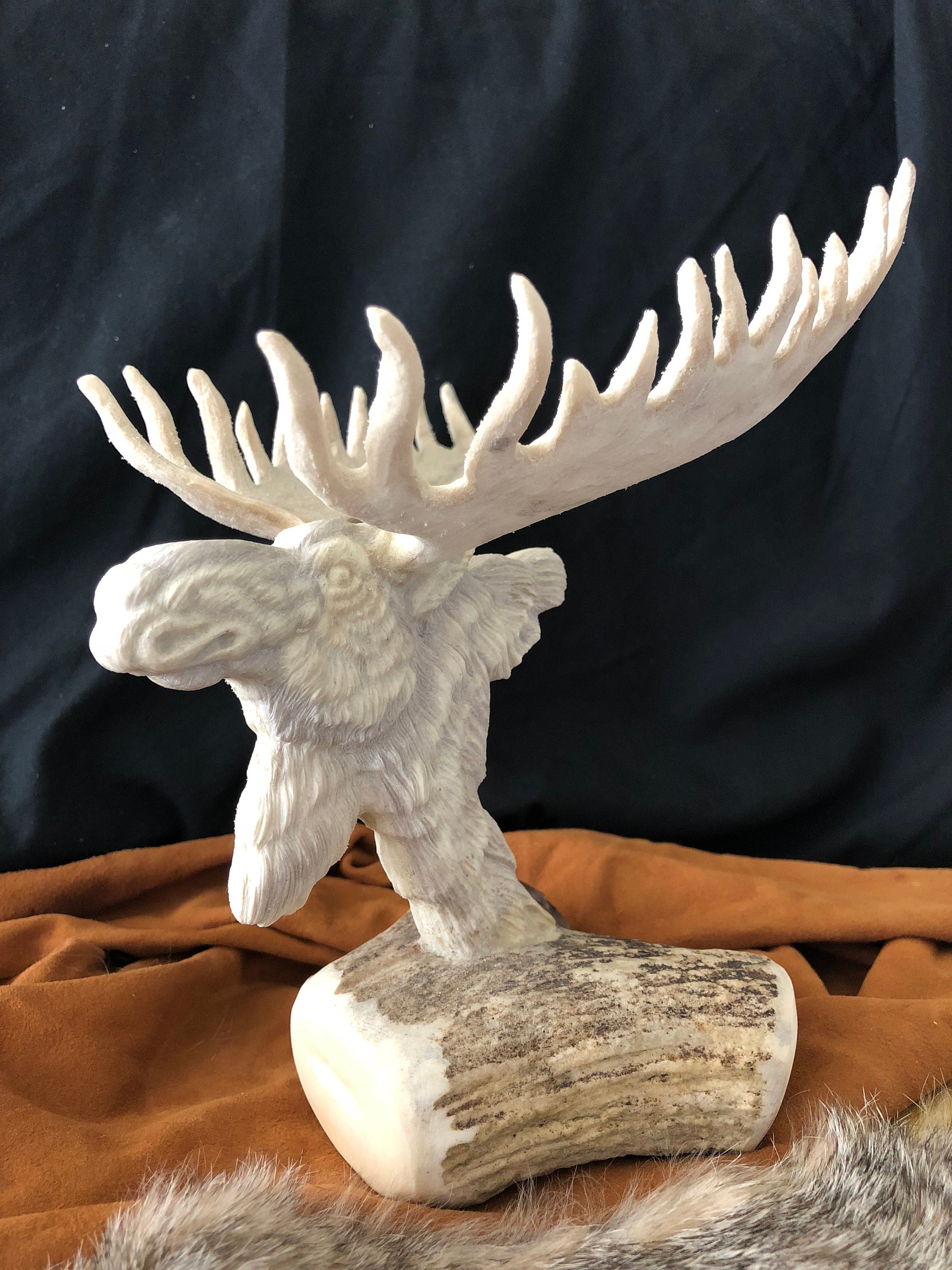 Unique Hand Carved Moose Head Sculpture, Wildlife Art Moose Sculpture ...
