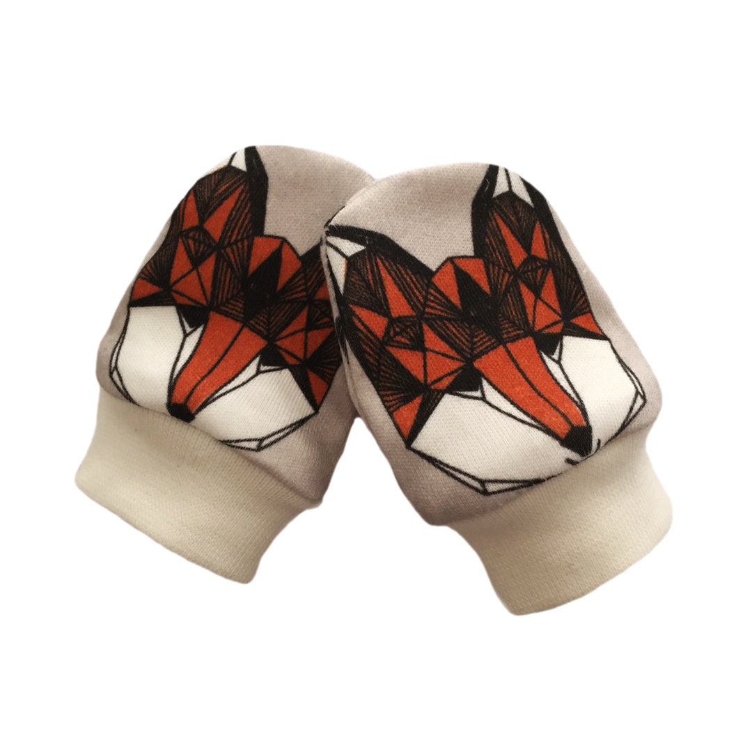 Fox Scratch Mitts Baby Scratch Mittens Geometric Fox Heads Jackalopes ...