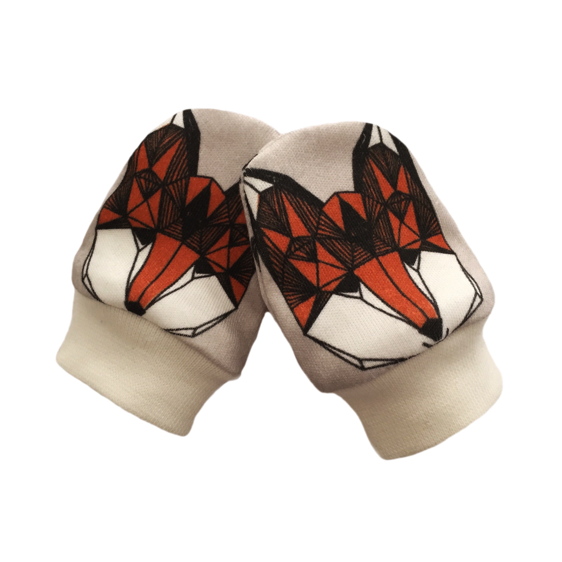 Fox Scratch Mitts Baby Scratch Mittens Geometric Fox Heads Jackalopes ...