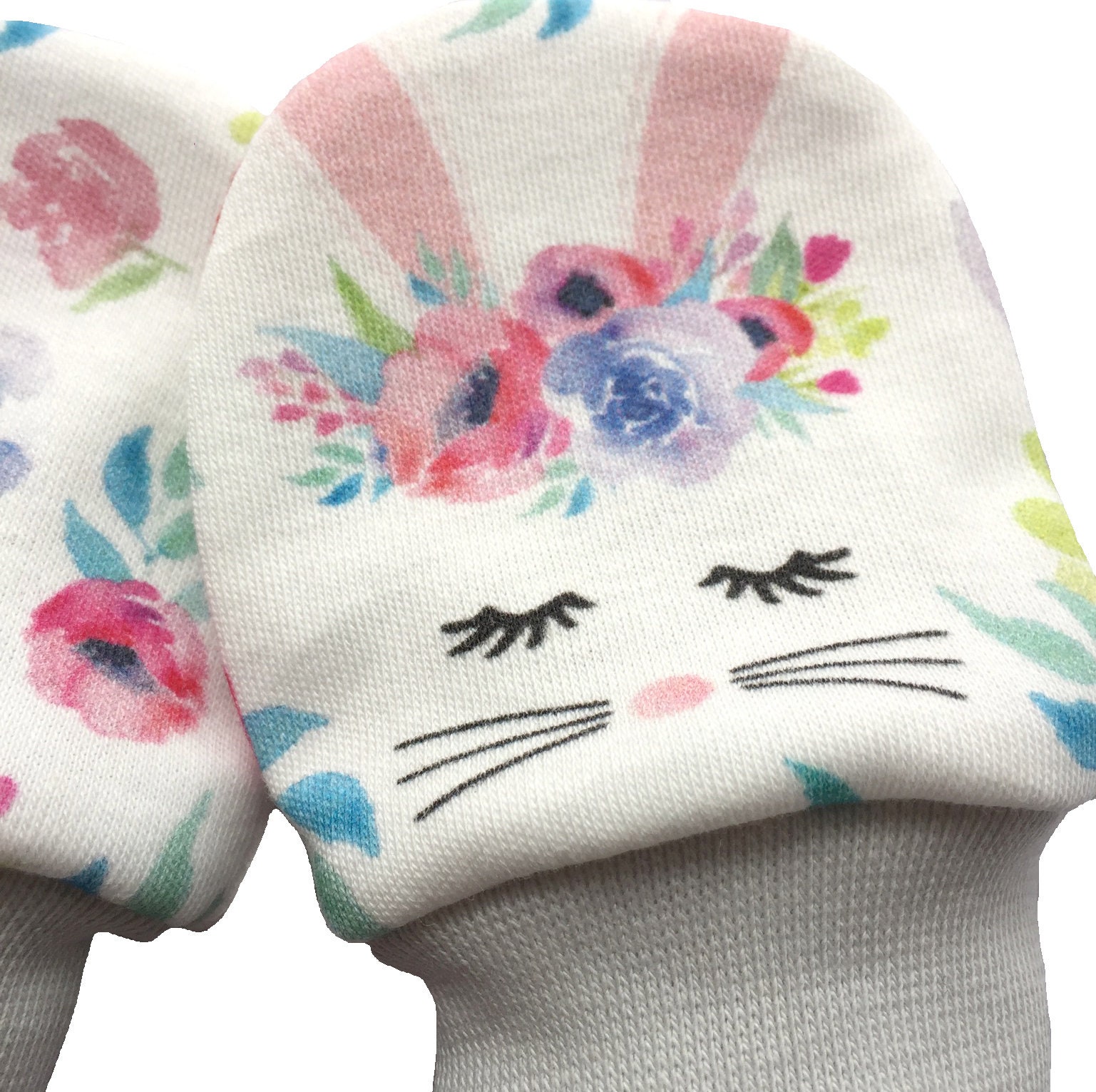 Bunny Baby Mittens Scratch Mittens No Scratch Mitts Organic Cotton Knit ...