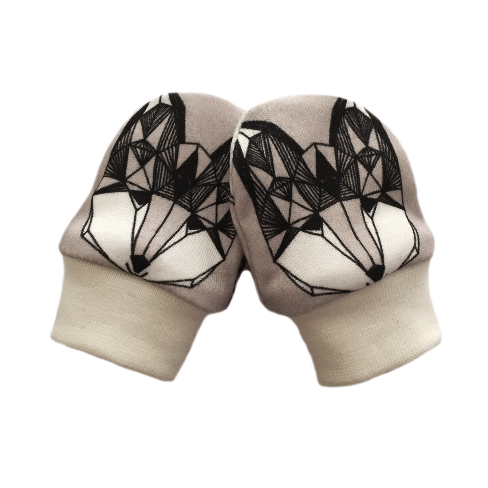 Fox Scratch Mitts Baby Scratch Mittens Geometric Fox Heads Jackalopes ...