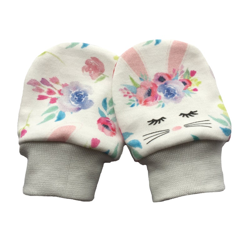 Bunny Baby Mittens Scratch Mittens No Scratch Mitts Organic Cotton Knit ...