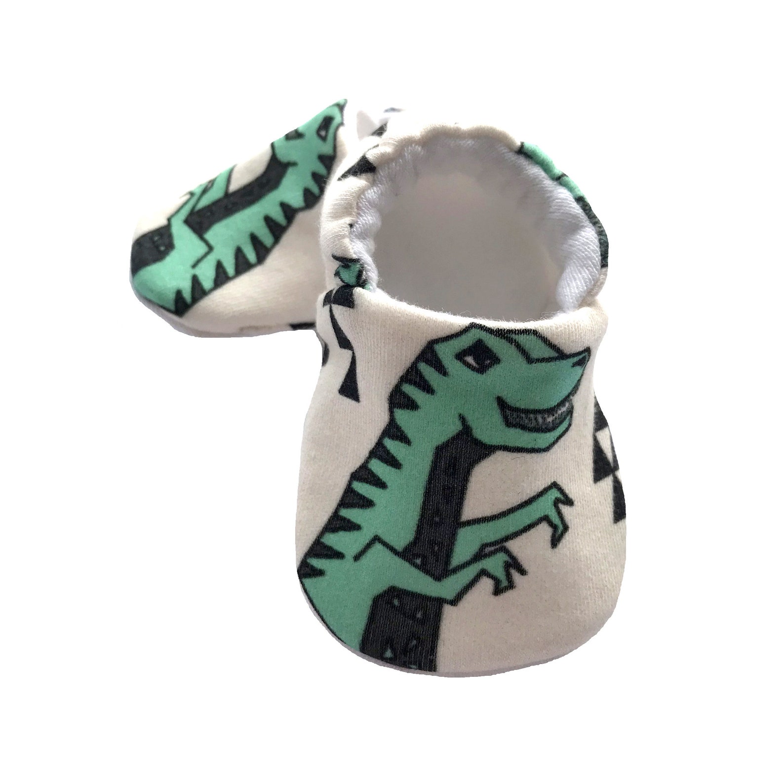 T-rex Dinosaurs Kids Shoes Green Pram Shoes Modern Moccasins Soft Sole ...
