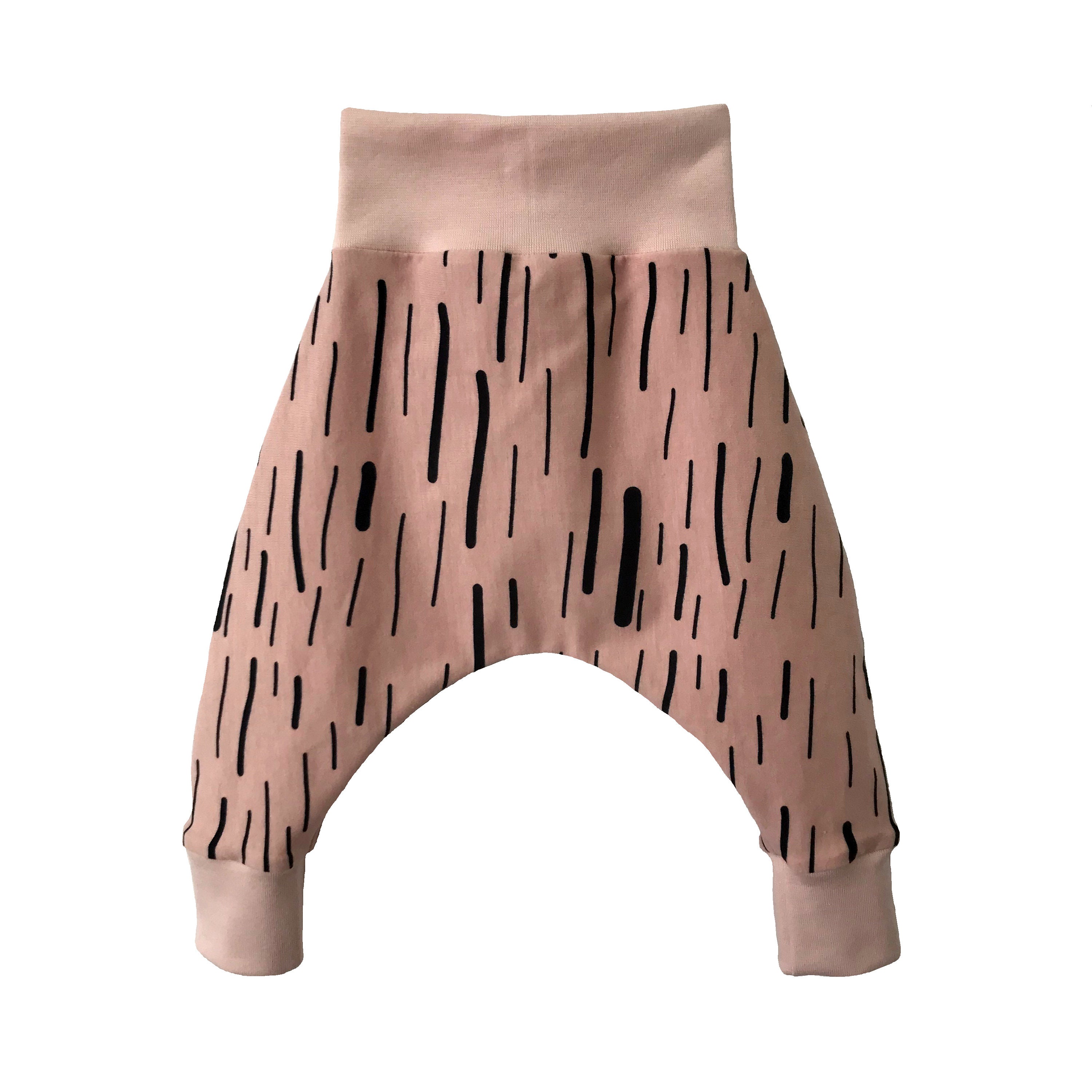 Girls Harems Pink Lines Harem Pant Trousers - Organic Cotton Jersey Eco ...