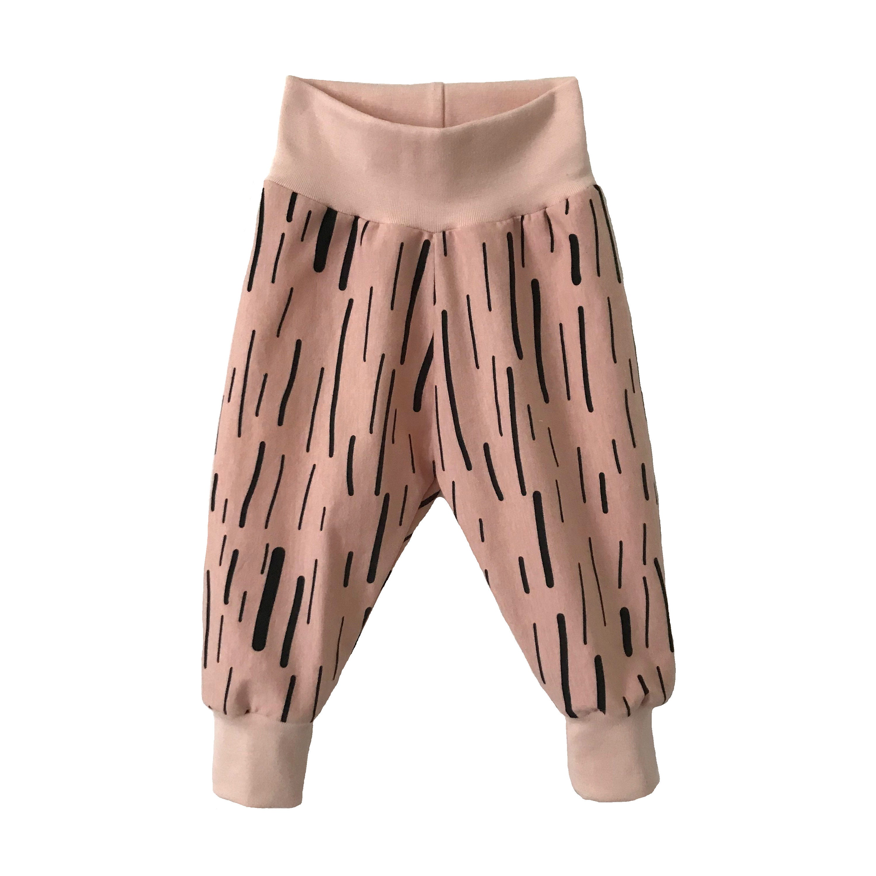 Girls Harems Pink Lines Harem Pant Trousers - Organic Cotton Jersey Eco ...