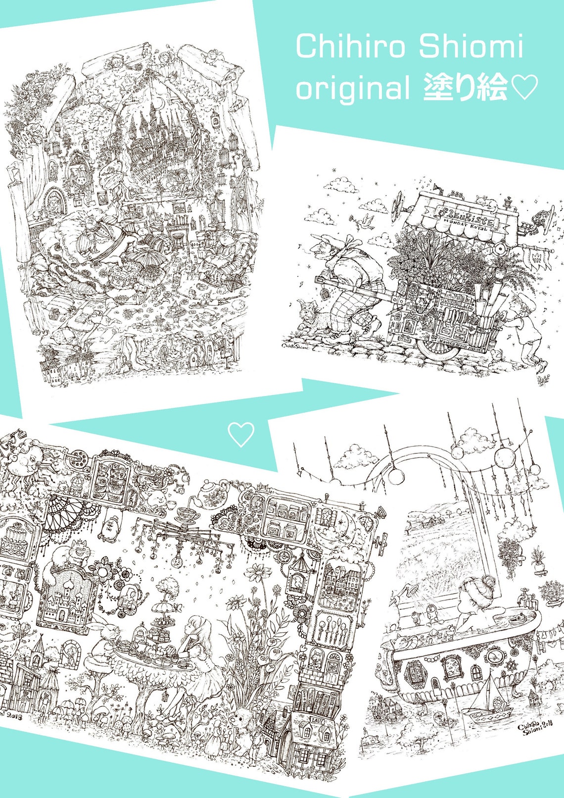 Chihiro_shiomi_original_coloringpages_set_1 | Etsy