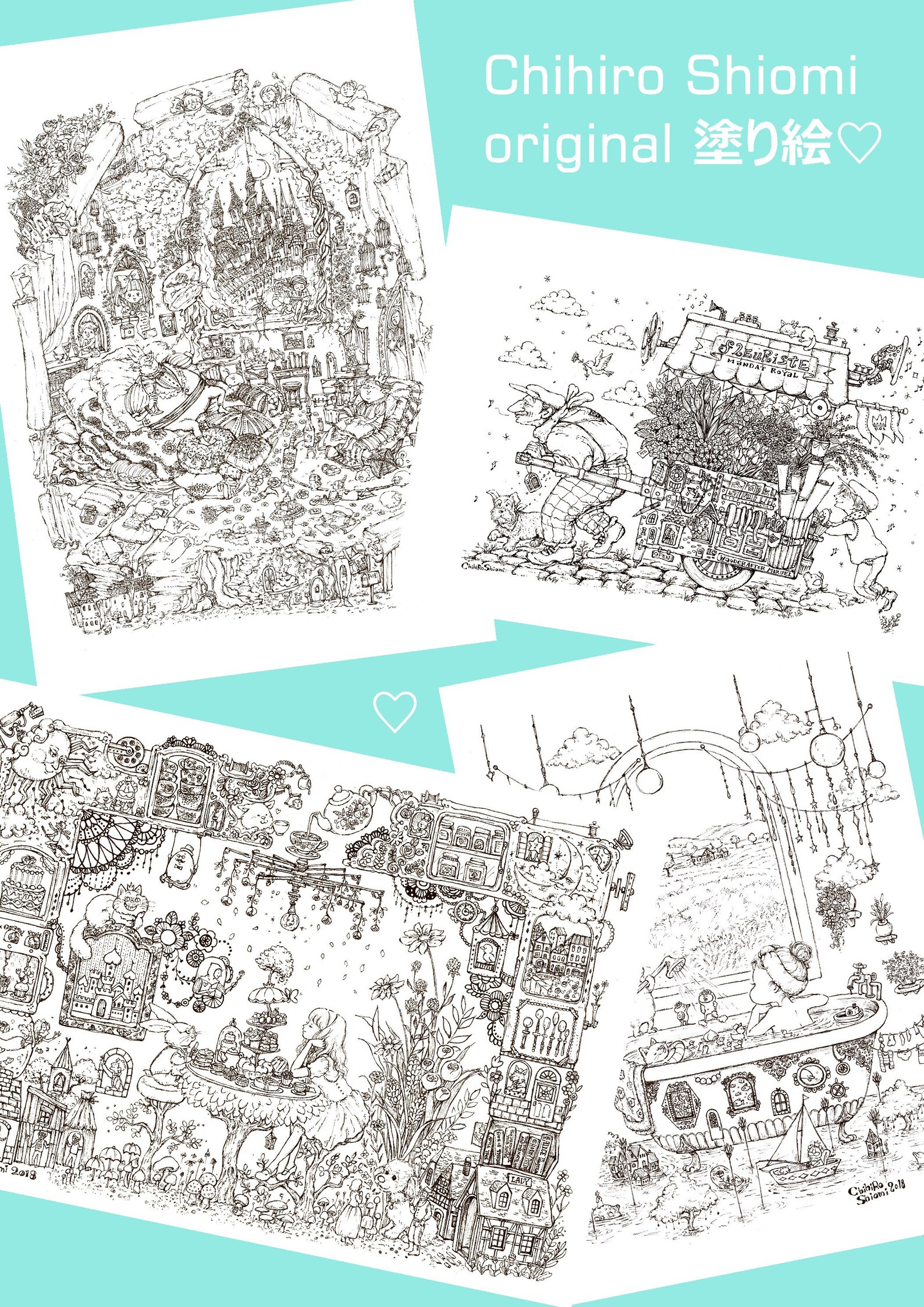 Chihiro_shiomi_original_coloringpages_set_1 - Etsy