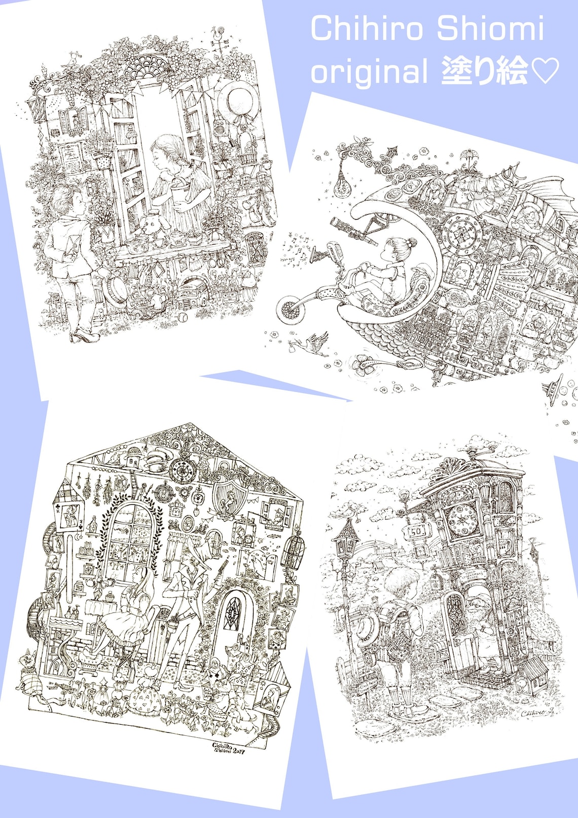 Chihiro_shiomi_original_coloringpages_set_2 - Etsy