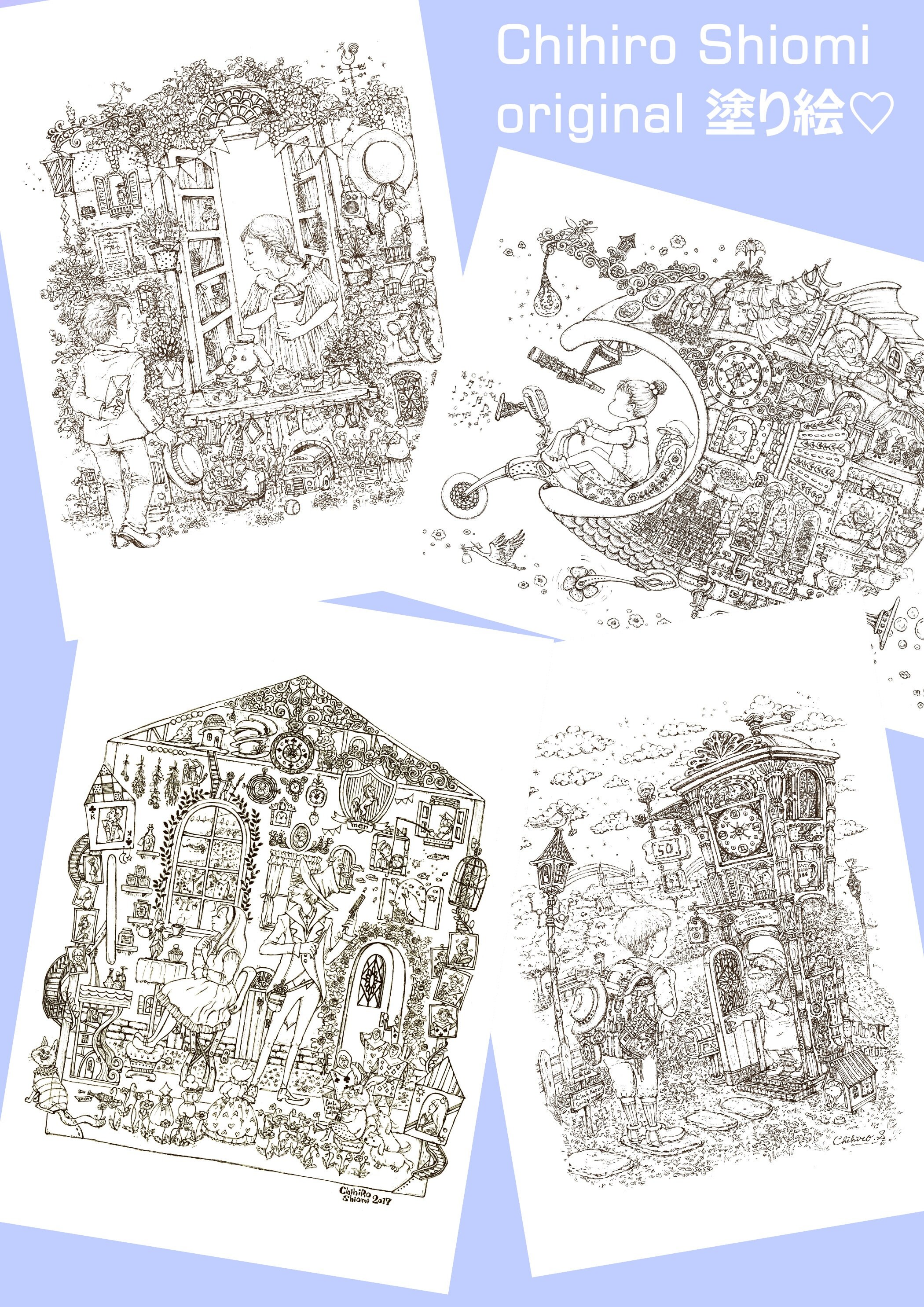 Chihiro_shiomi_original_coloringpages_set_2 - Etsy