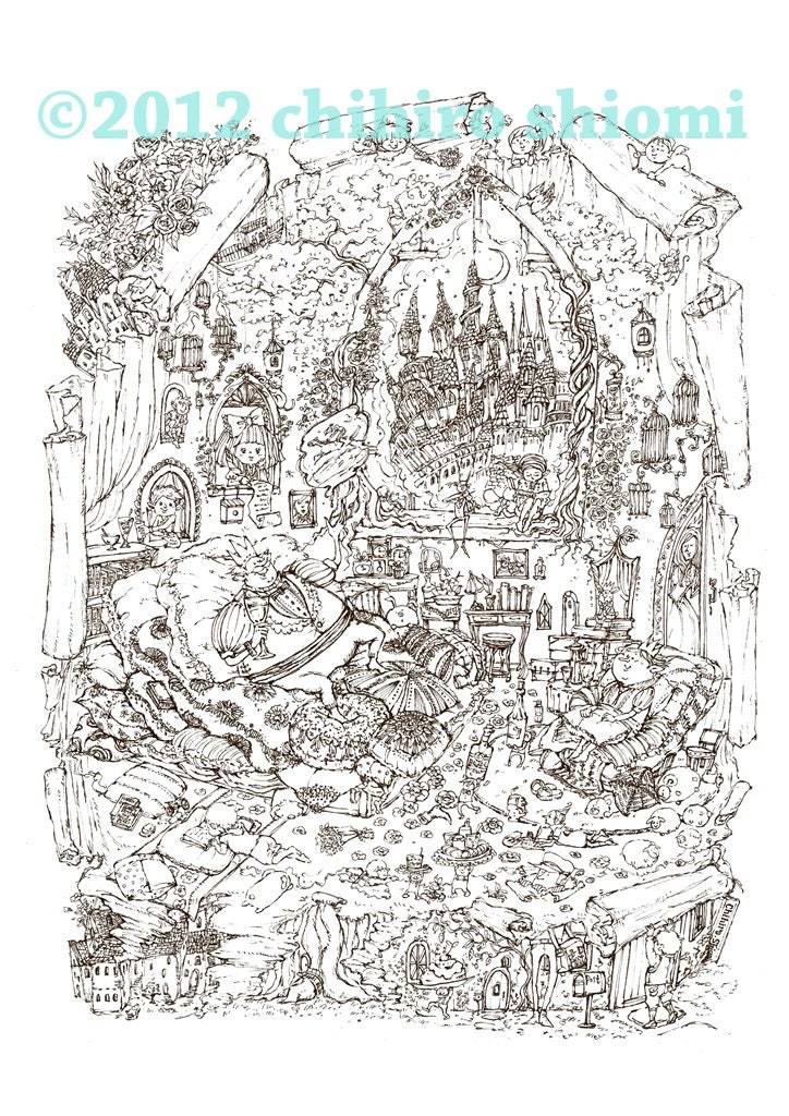 Chihiro_shiomi_original_coloringpages_set_1 - Etsy