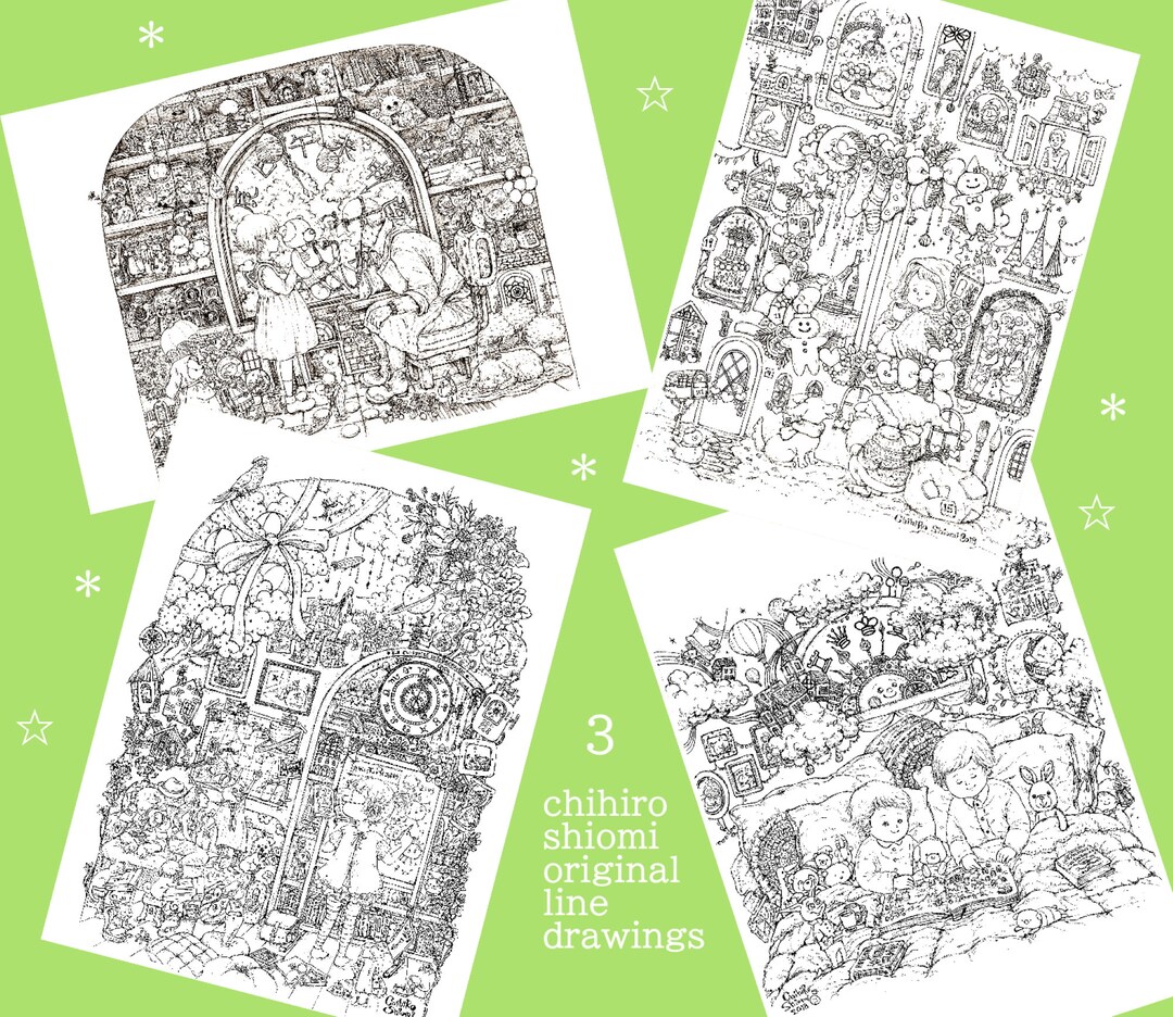 Chihiro_shiomi_original_coloringpages_set_3 - Etsy