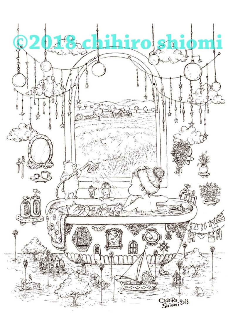 Chihiro_shiomi_original_coloringpages_set_1 - Etsy