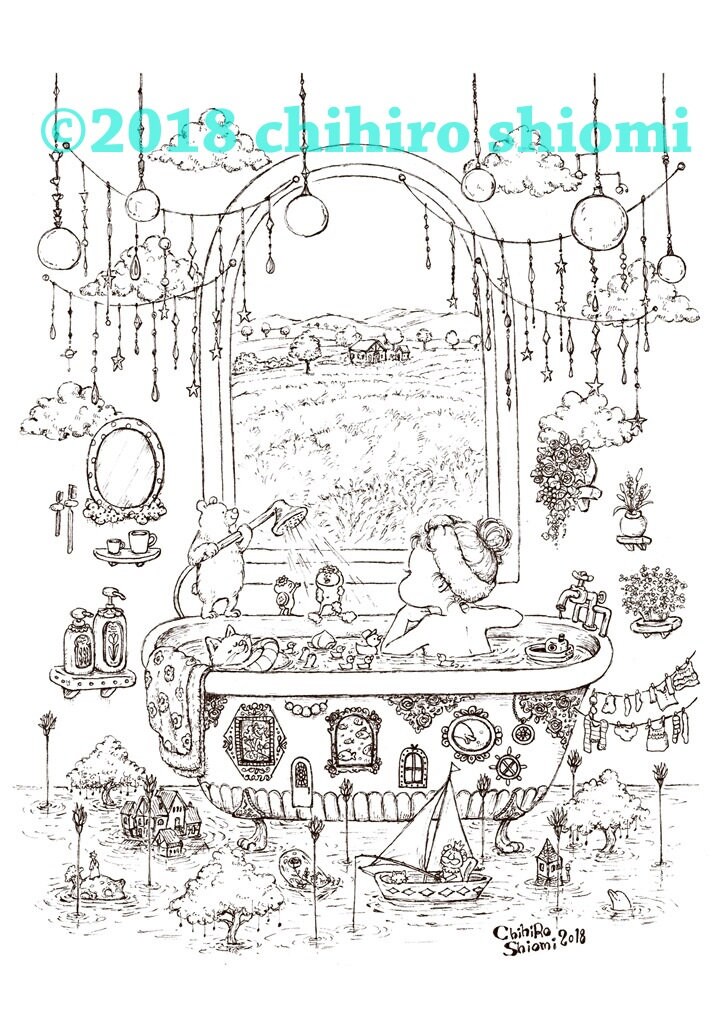 Chihiro_shiomi_original_coloringpages_set_1 - Etsy