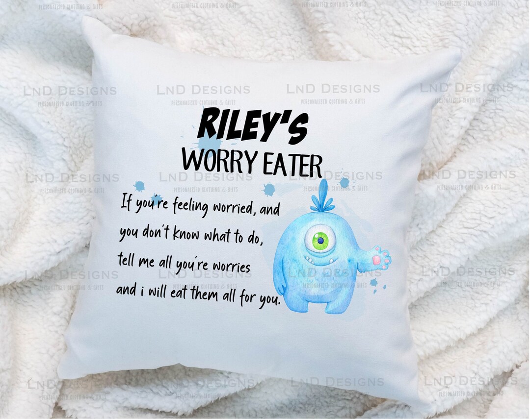 Worry Cushion, Monster Worry Pillow, Personalised Worry Cushion ...