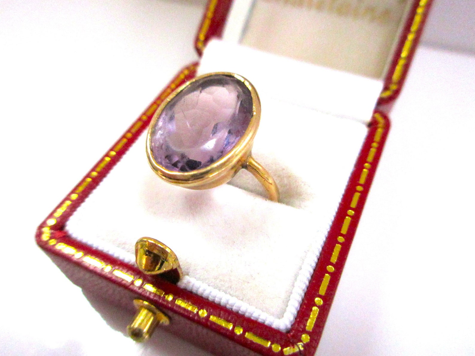 Size 5 Vintage Oval Faceted Amethyst 14K Solid Gold Ring,genuine ...