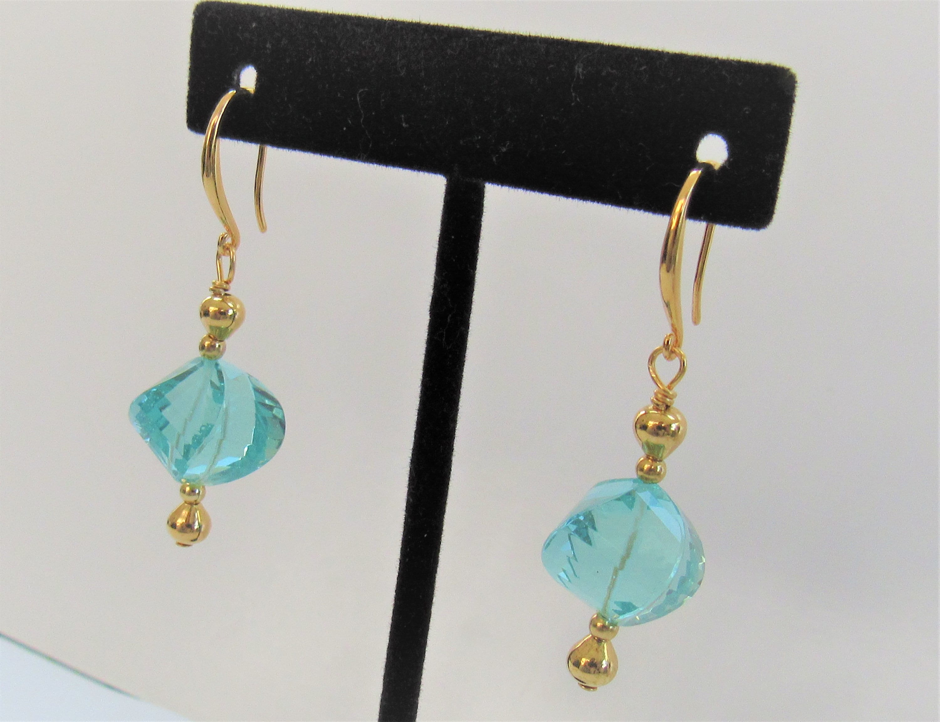 Aqua Blue Moldavite Bead Earringsaqua Color Synthetic - Etsy UK