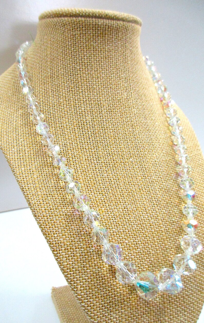 Aurora Borealis Full Necklace,vintage Cut Crystal Bead Necklace,60 ...