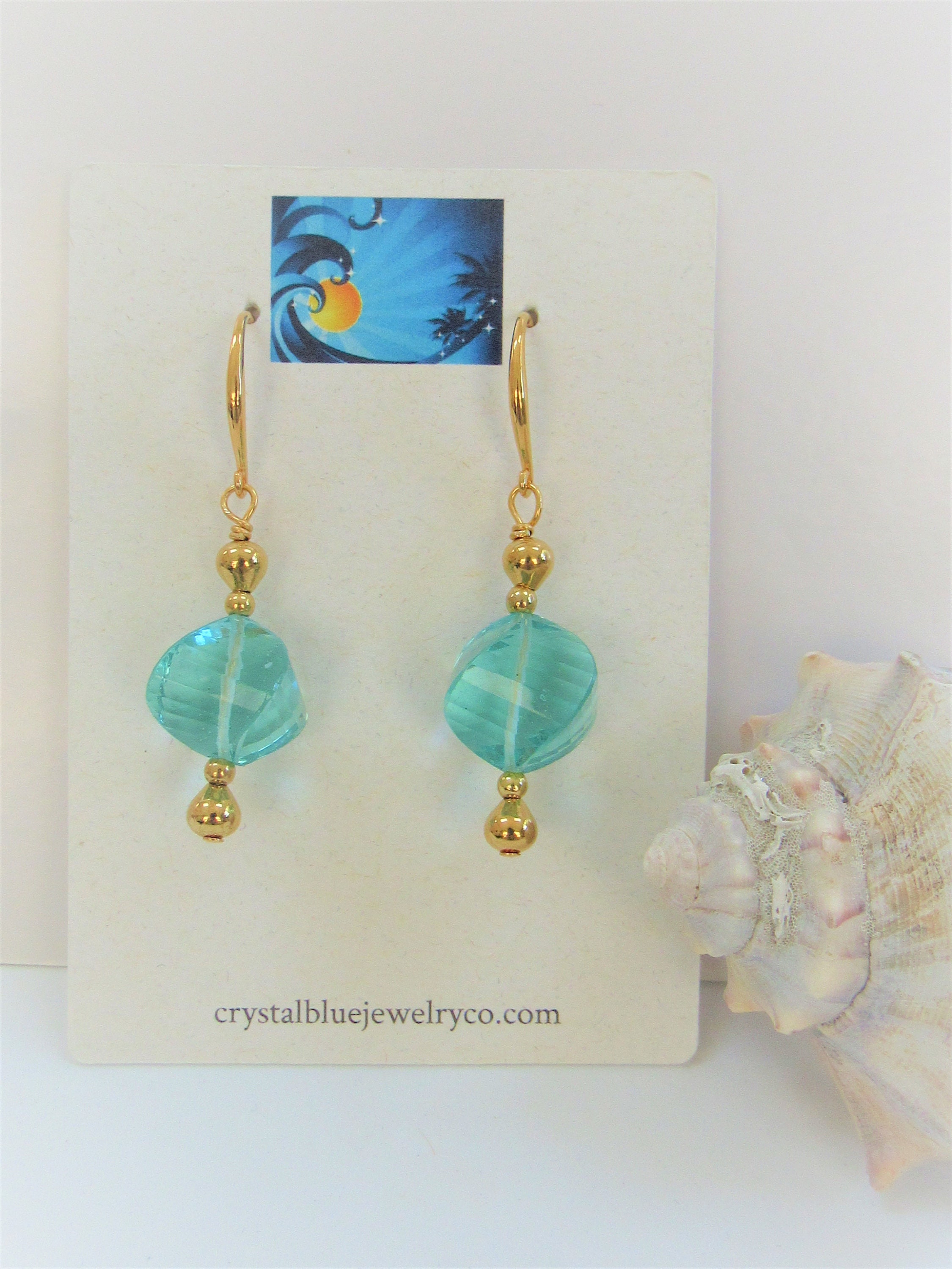 Aqua Blue Moldavite Bead Earringsaqua Color Synthetic - Etsy UK