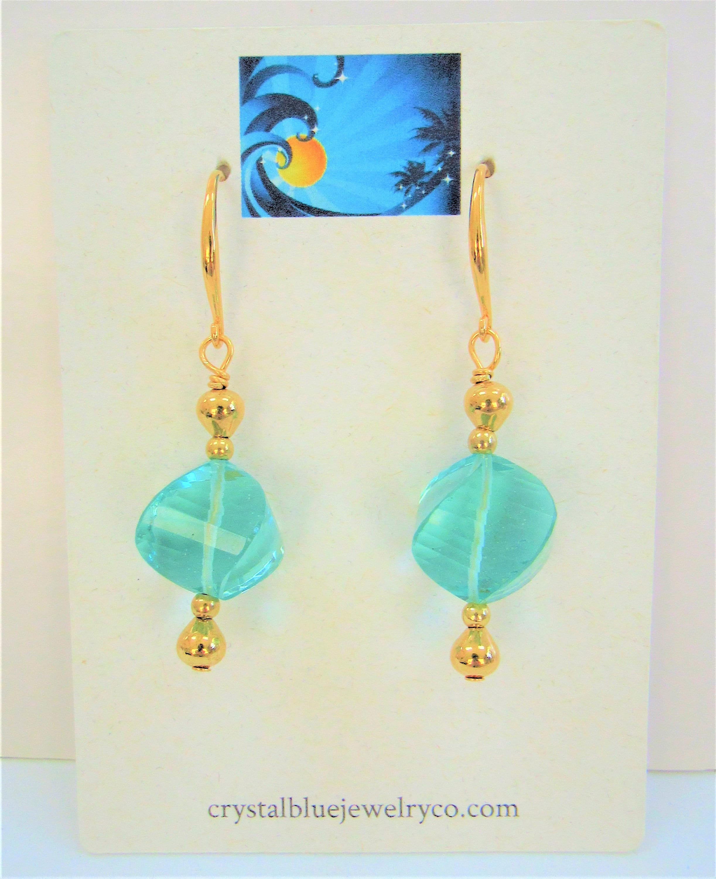 Aqua Blue Moldavite Bead Earringsaqua Color Synthetic - Etsy UK