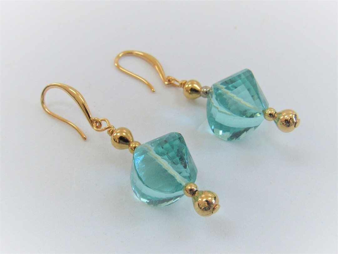 Aqua Blue Moldavite, Bead Earrings,aqua Color, Synthetic Moldavite ...