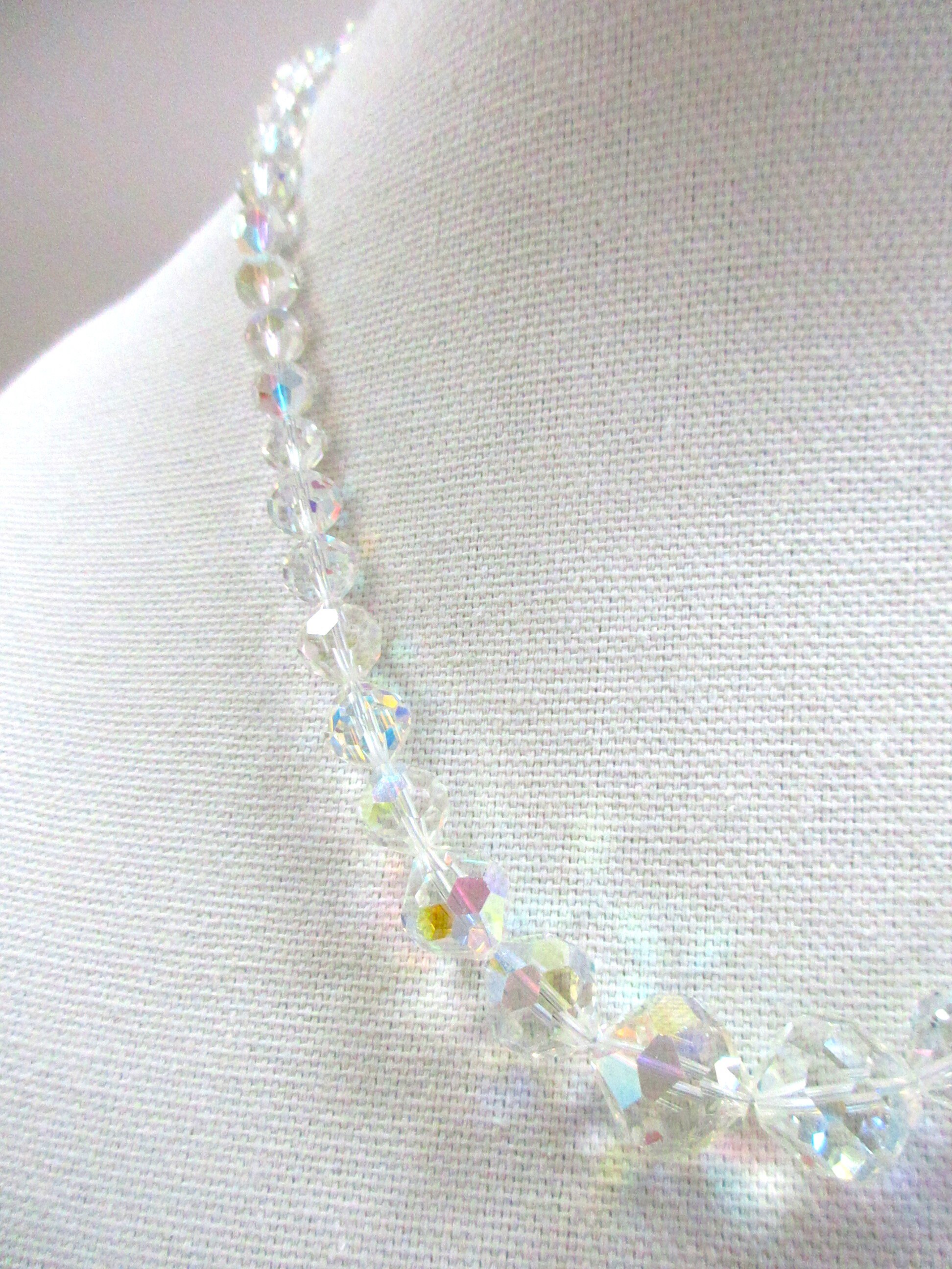 Aurora Borealis Full Necklace,vintage Cut Crystal Bead Necklace,60 ...