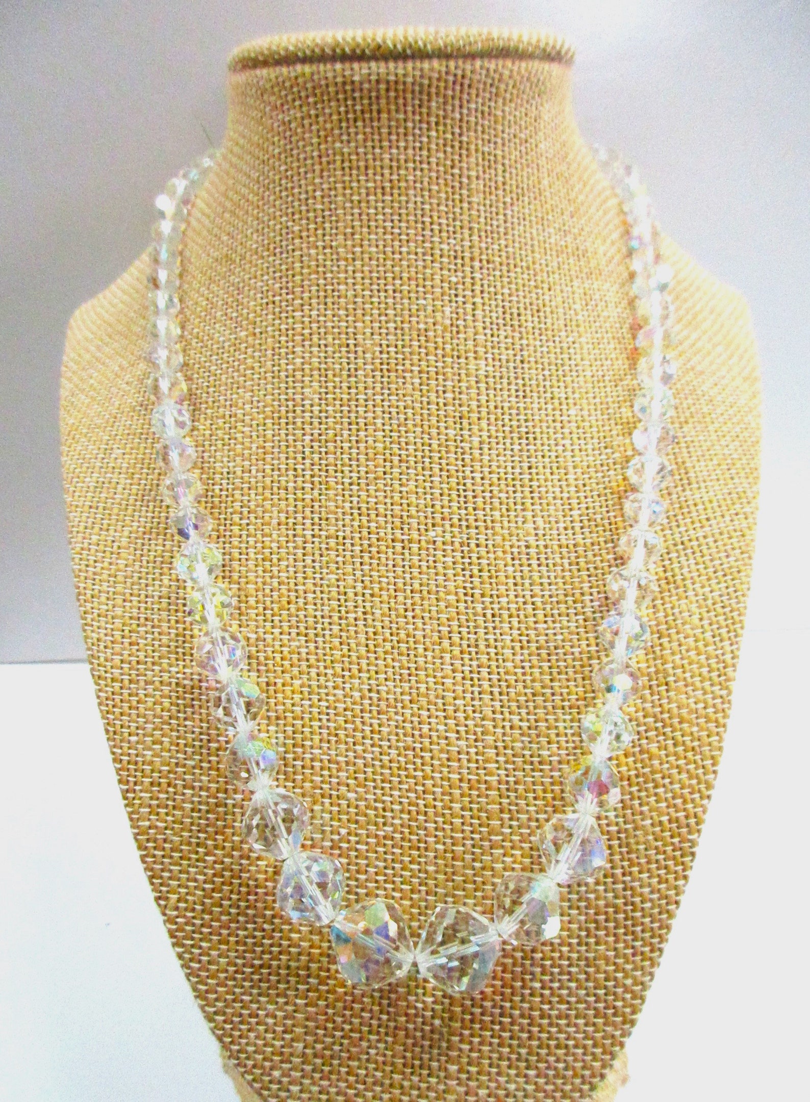 Aurora Borealis Full Necklace,vintage Cut Crystal Bead Necklace,60 ...