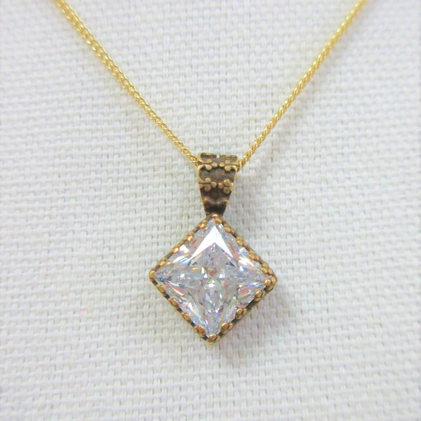 Princess Cut Pendant - Etsy